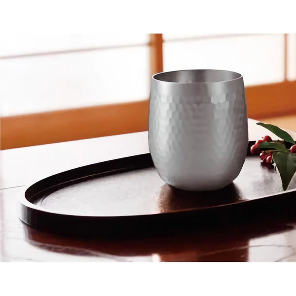 Asahi Stainless Steel Rocks Glass Hammer Finish 340ml - Globalkitchen Japan