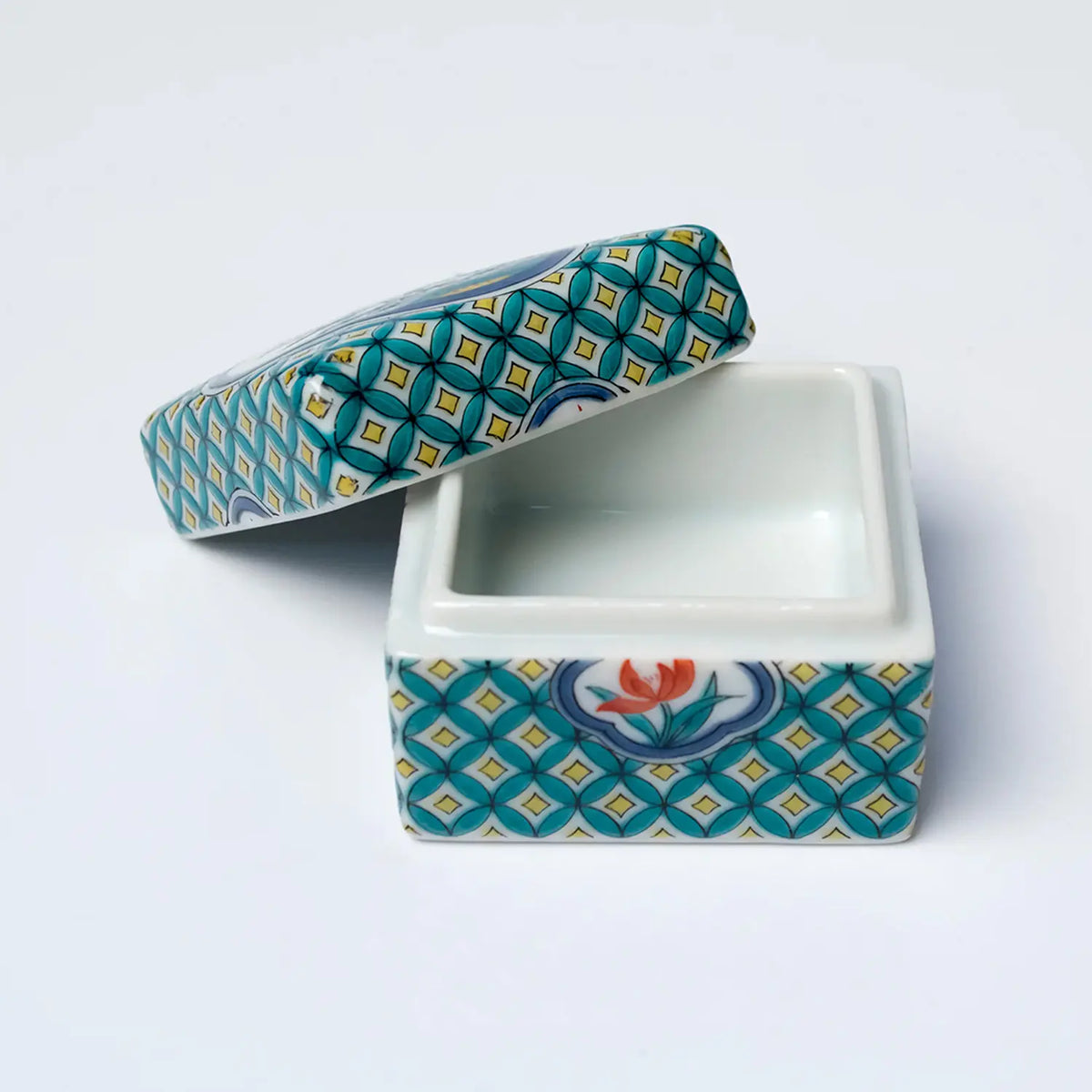 SEIKOU SAI Kutani Porcelain Jubako Box Komon-Kachouzu - Globalkitchen Japan