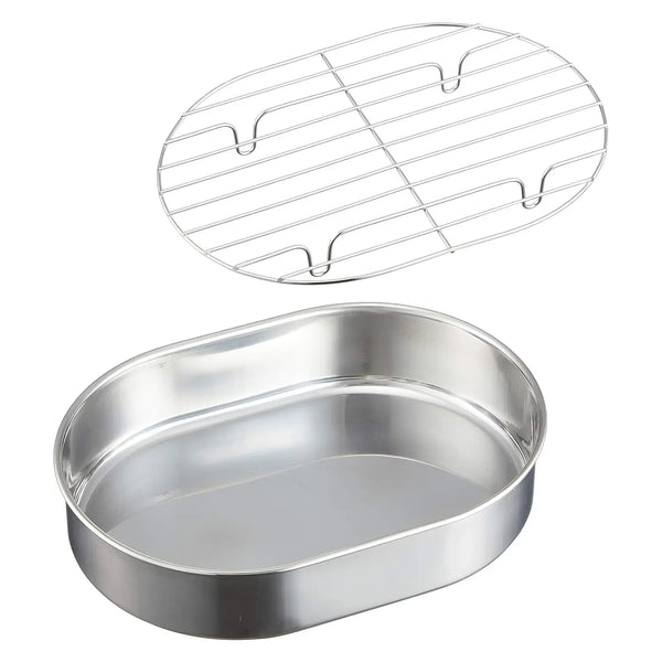 TKG Stainless Steel Oval Tempura Cooling Rack Set - Globalkitchen Japan
