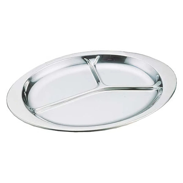 Ikeda Ecoclean Stainless Steel 3 Compartments Oval Lunch Plate ...