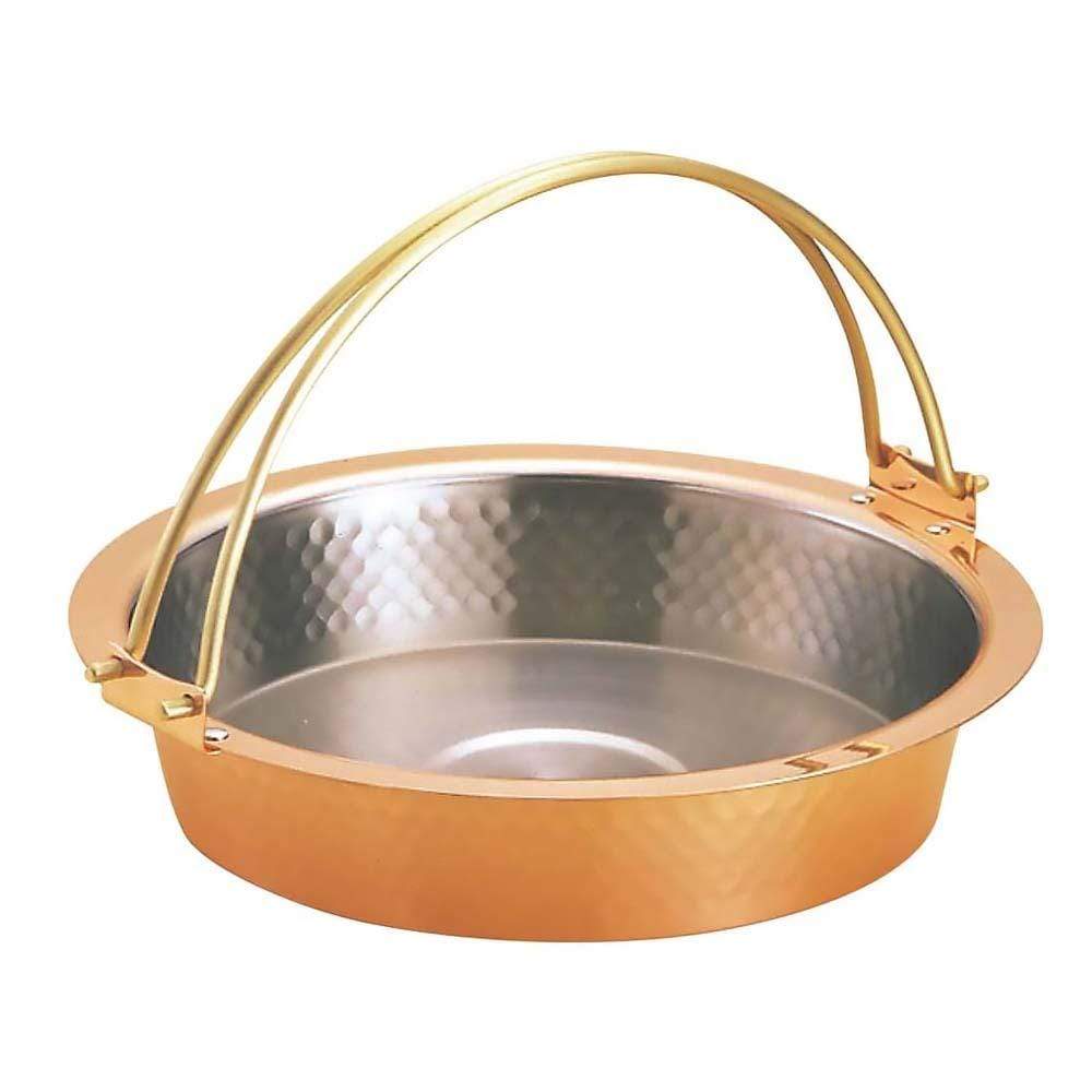 Shinkoukinzoku Copper Hammered Pattern Sukiyaki Pan with Handle ...